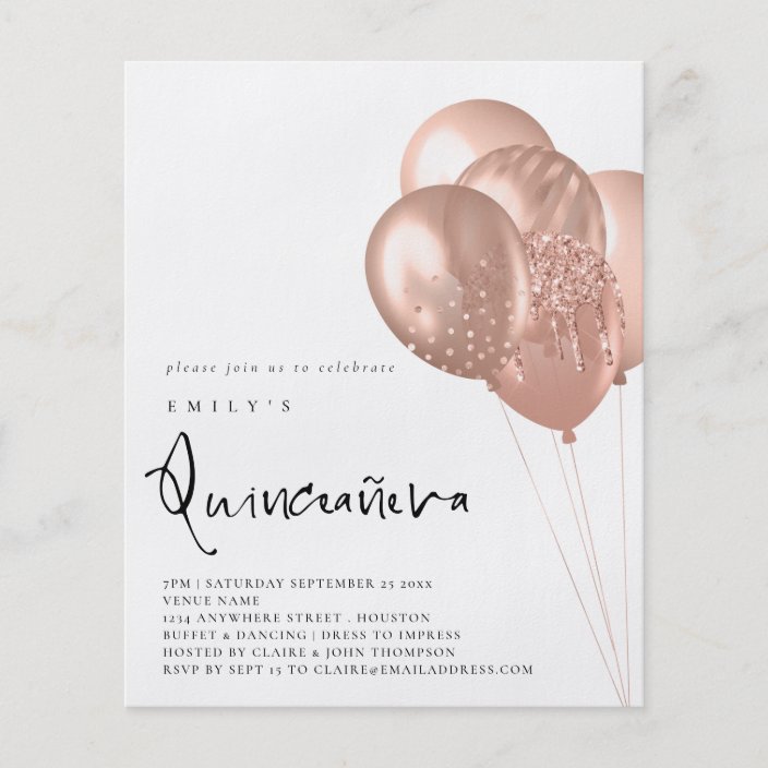 PAPER Rose Gold Balloon QR Code Quinceañera Party | Zazzle.com
