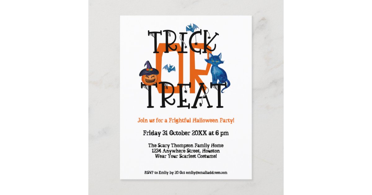 PAPER | Script Trick Or Treat Halloween Party | Zazzle