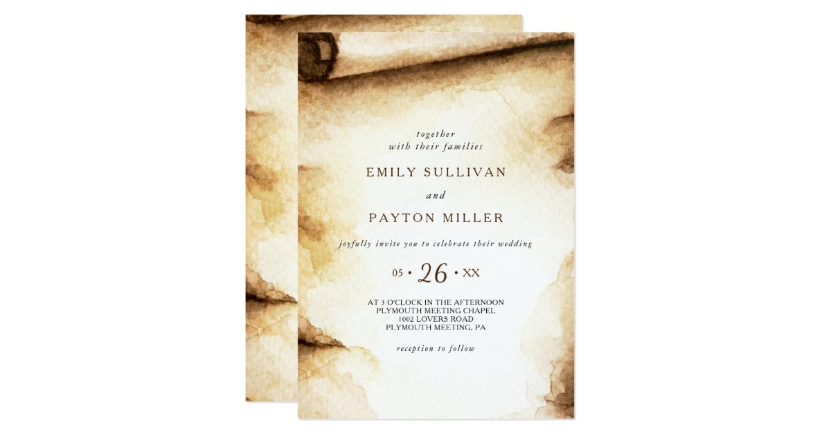Paper Scroll Rustic Country Wedding Invitation | Zazzle.com