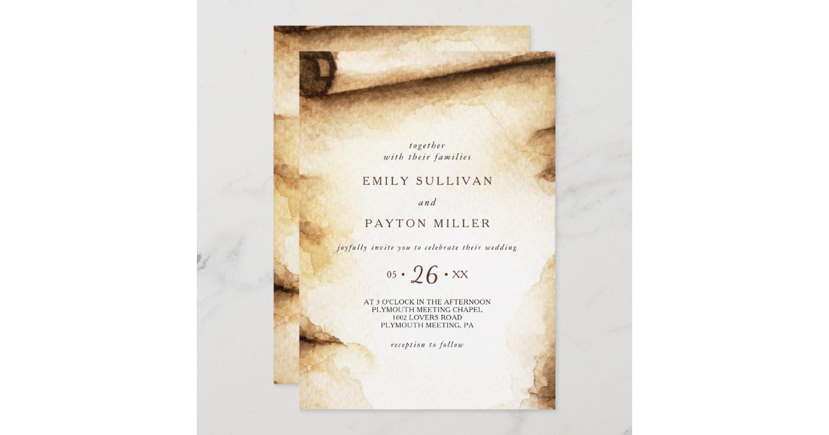 Paper Scroll Rustic Country Wedding Invitation | Zazzle