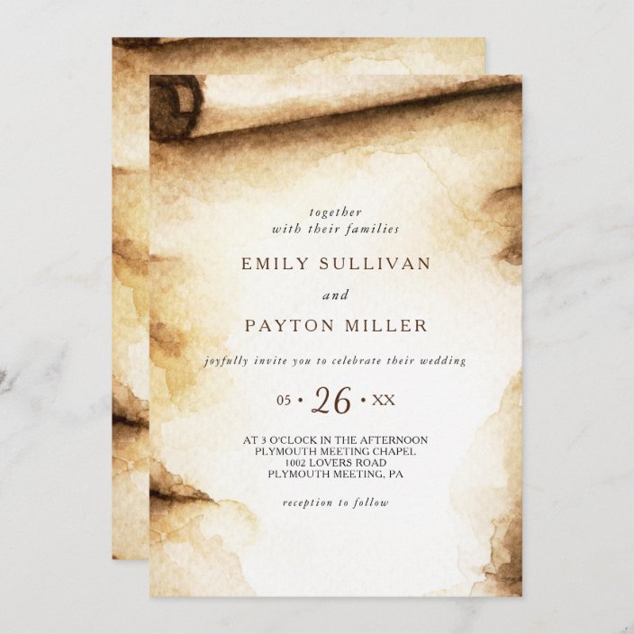 Paper Scroll Rustic Country Wedding Invitation | Zazzle.com