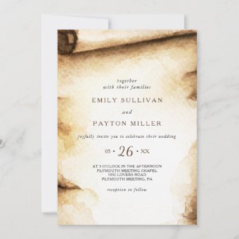 Paper Scroll Rustic Country Wedding Invitation | Zazzle
