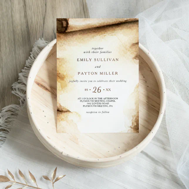 Paper Scroll Rustic Country Wedding Invitation | Zazzle