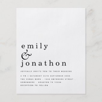 PAPER Simple Text QR Code Wedding Invitation | Zazzle
