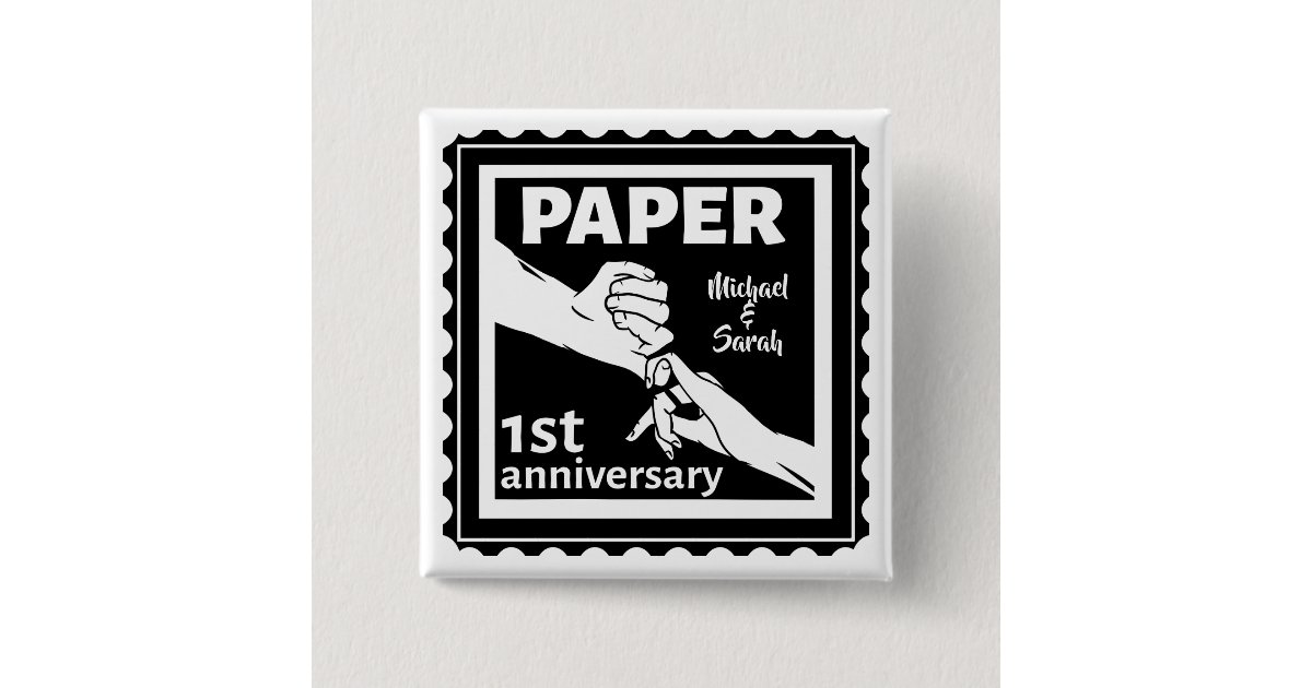 Paper traditional 1st wedding anniversary button | Zazzle