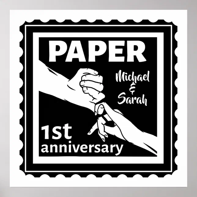 Paper traditional 1st wedding anniversary poster | Zazzle