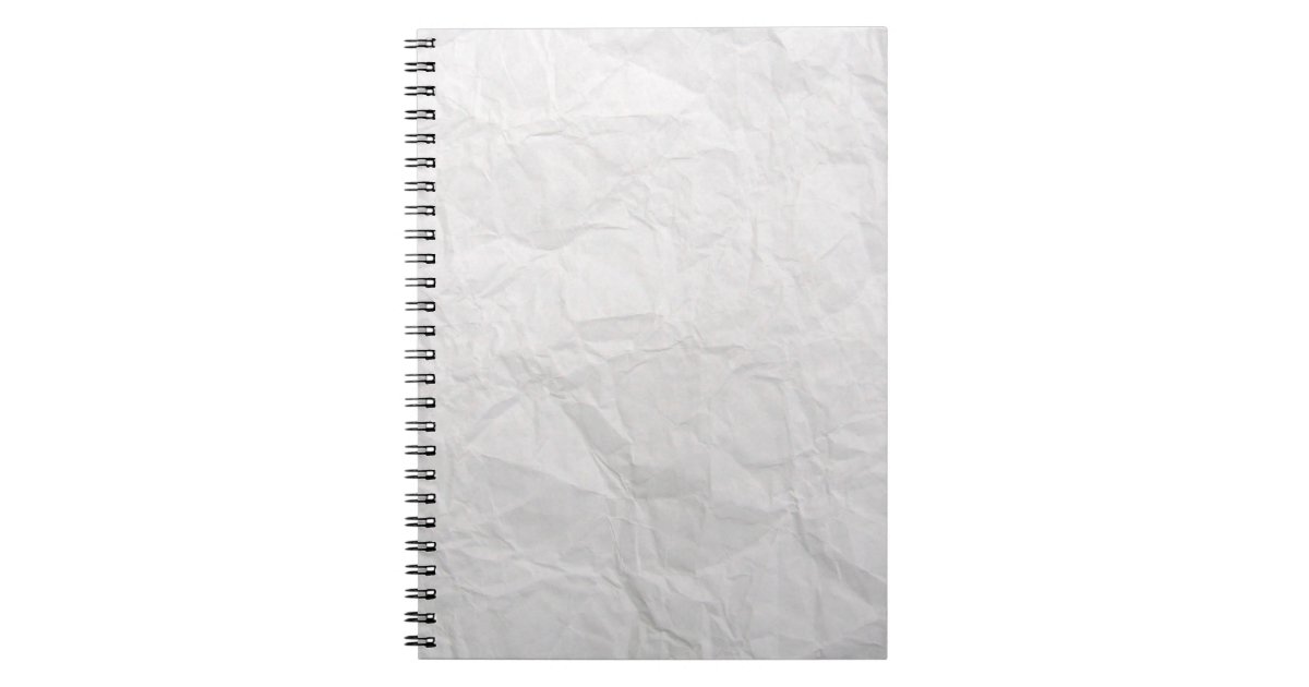 Paper wrinkled white cute texture notebook | Zazzle