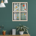 Papercut Aspen Trees in Autumn Window Poster | Zazzle