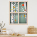Papercut Aspen Trees in Autumn Window Poster | Zazzle