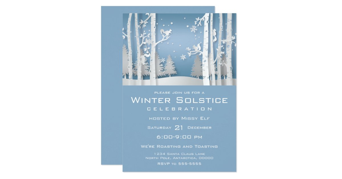 Papercut Winter Forest and Squirrels Invitation | Zazzle.com