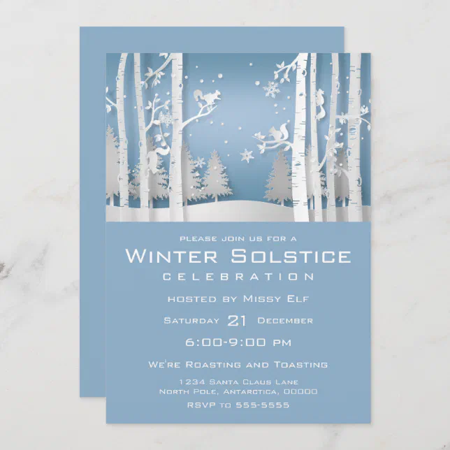 Papercut Winter Forest and Squirrels Invitation | Zazzle