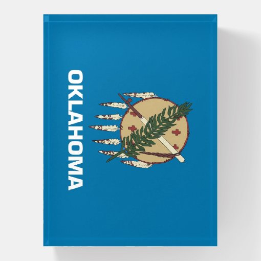 Paperweight with flag of Oklahoma State, USA | Zazzle