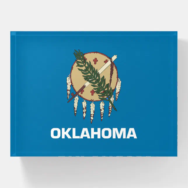Paperweight with flag of Oklahoma State, USA | Zazzle