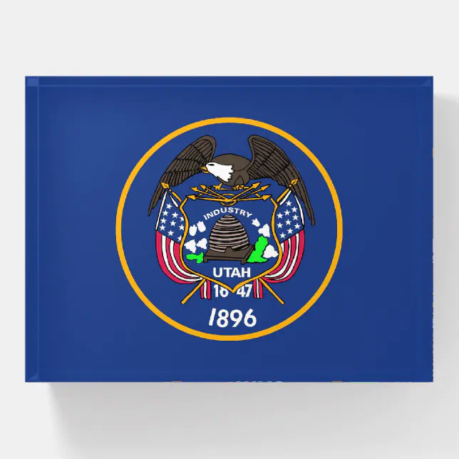 Paperweight with flag of Utah State, USA | Zazzle
