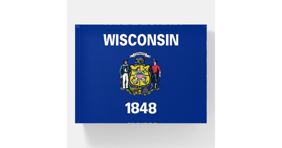 Paperweight with flag of Wisconsin State, USA | Zazzle