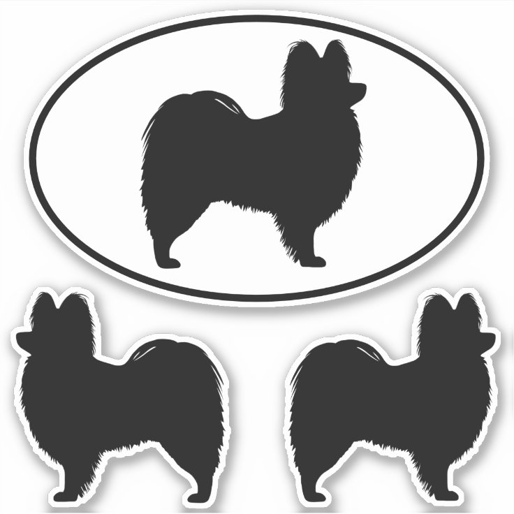 Papillon Dog Silhouettes Vinyl Sticker Set | Zazzle