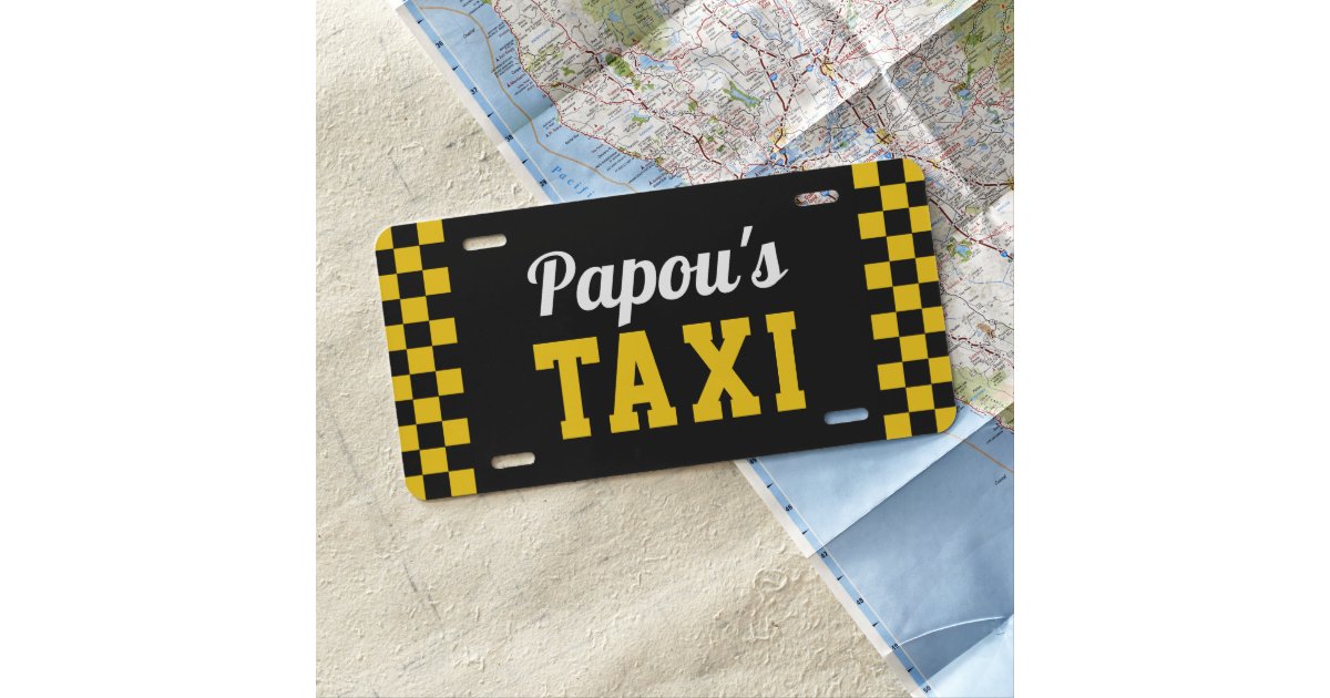 Papou's Taxi | Funny Custom Grandpa Nickname License Plate | Zazzle