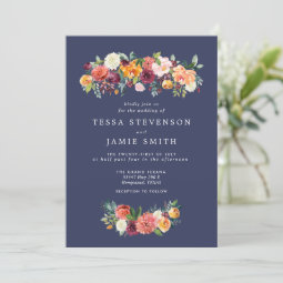 Paprika Burgundy Floral Wedding Invitation | Zazzle