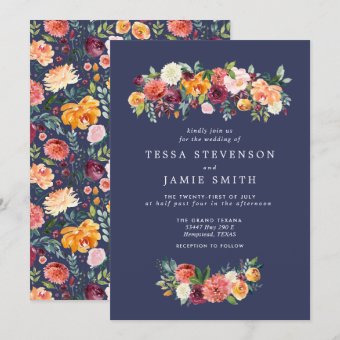 Paprika Burgundy Floral Wedding Invitation | Zazzle
