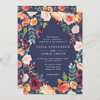 Paprika Burgundy Floral Wedding Invitation | Zazzle