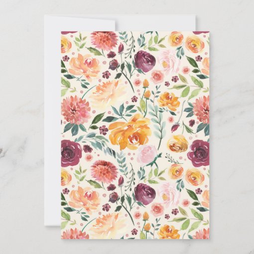 Paprika Burgundy Floral Wedding Invitation | Zazzle