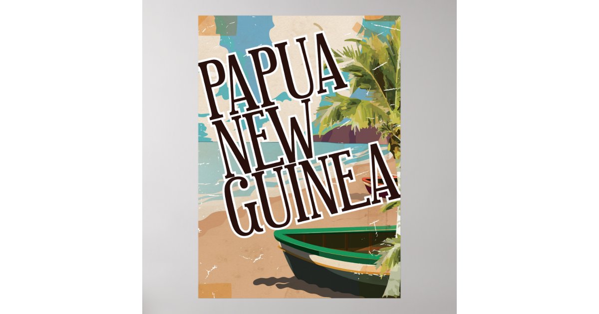 Papua New Guinea vintage travel poster art. | Zazzle