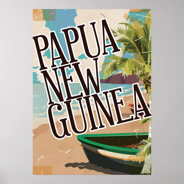 Papua New Guinea vintage travel poster art. | Zazzle
