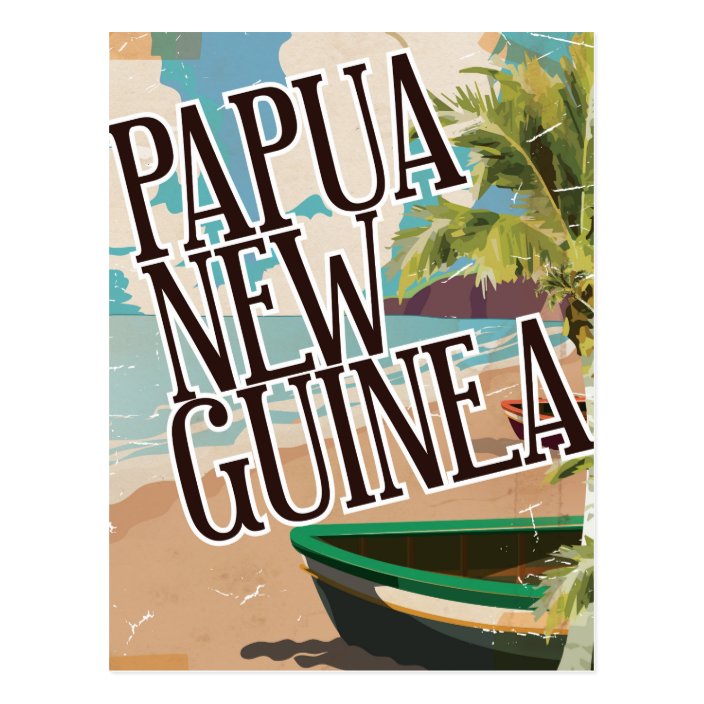 Papua New Guinea vintage travel poster art. Postcard | Zazzle.com