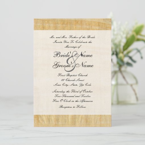 Papyrus Paper Wedding Invitation | Zazzle