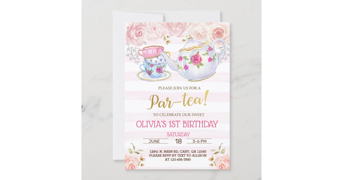 Par-tea, par tea girl birthday invitation. invitation | Zazzle