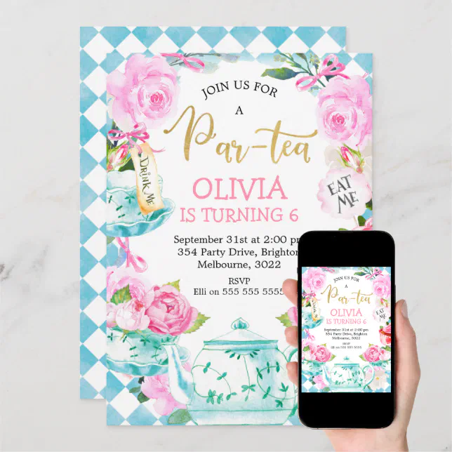 Par-tea Tea Party Birthday Invitation | Zazzle