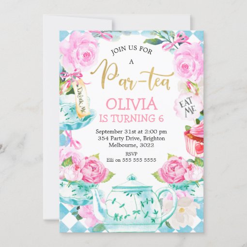Par-tea Tea Party Birthday Invitation | Zazzle