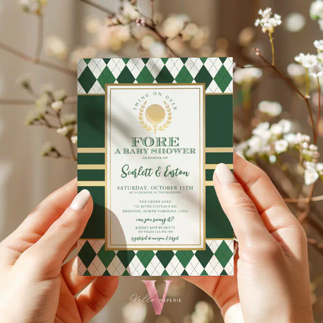 PAR-TEE Green Golf Themed Baby Shower Invitation | Zazzle