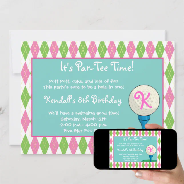 Par-Tee Time Girl Invitation | Zazzle
