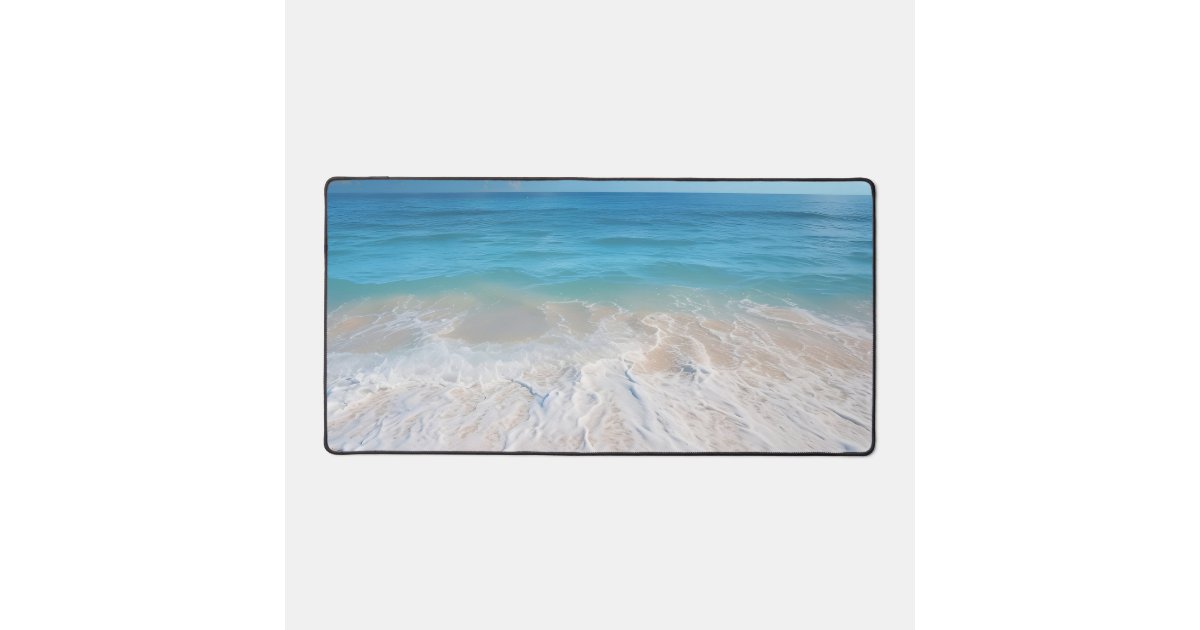 Paradise beach waves scene ocean sand island desk mat | Zazzle
