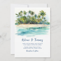 Paradise Island Tropical Beach Wedding Invitation | Zazzle