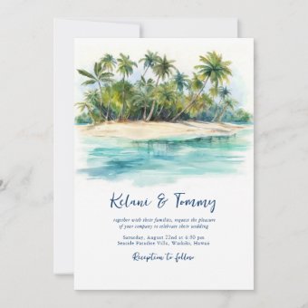 Paradise Island Tropical Beach Wedding Invitation | Zazzle