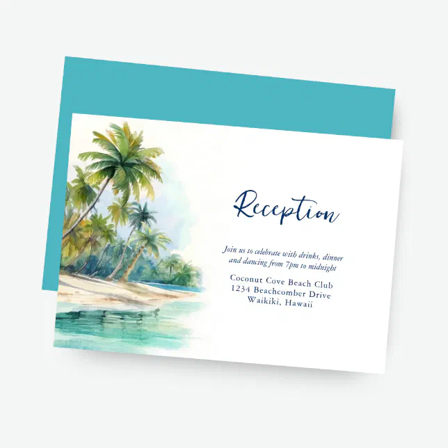 Paradise Island Tropical Beach Wedding Reception Enclosure Card | Zazzle
