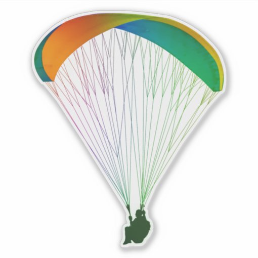 Paraglider beneath Rainbow Wing Sticker | Zazzle