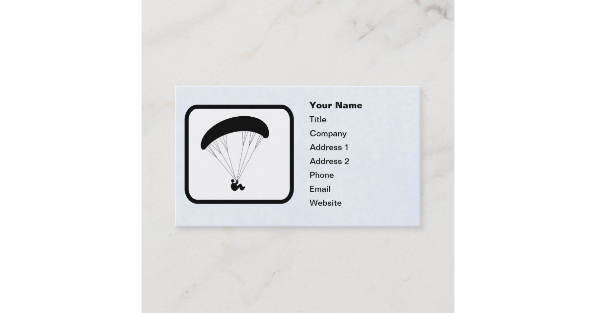 Paraglider Logo Customizable Template Business Card | Zazzle