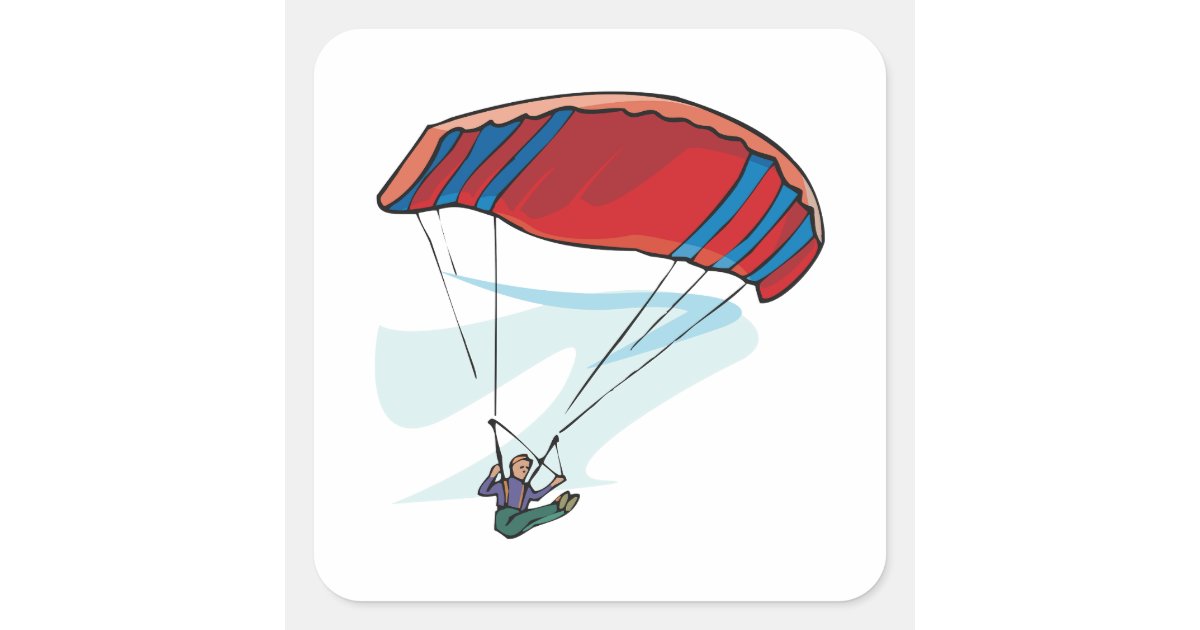 Paraglider Square Sticker | Zazzle