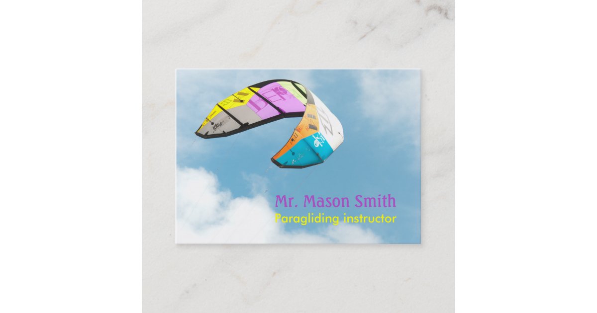 PARAGLIDING - template Business Card | Zazzle