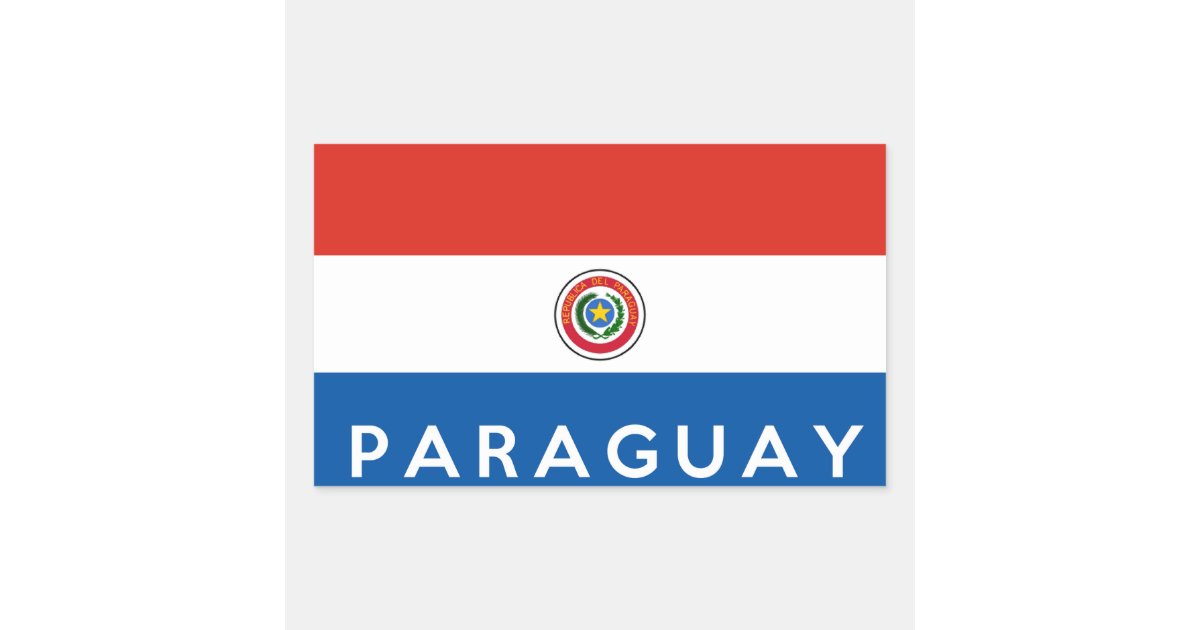 paraguay country flag symbol name text rectangular sticker | Zazzle