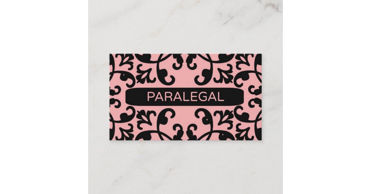 Paralegal Peach Damask Business Card | Zazzle
