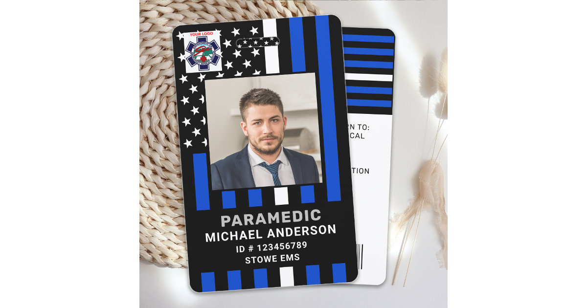 Paramedic Emergency Medical Personalized Photo ID Badge | Zazzle