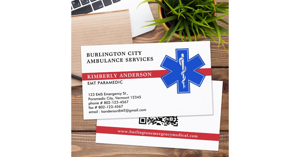 Paramedic EMS EMT Ambulance Emergency Star Of Life Business Card | Zazzle
