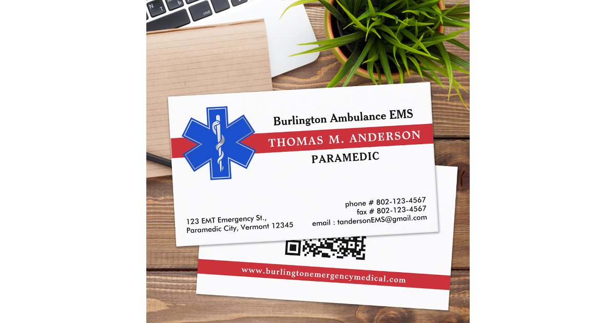 Paramedic EMS EMT Ambulance Medical Star Of Life Business Card | Zazzle