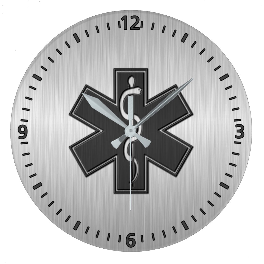 Paramedic EMT EMS Silver Large Clock | Zazzle