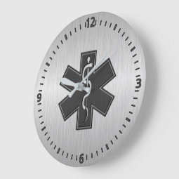 Paramedic EMT EMS Silver Large Clock | Zazzle