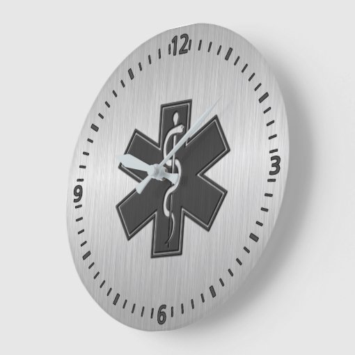 Paramedic EMT EMS Silver Large Clock | Zazzle